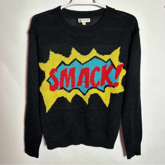 Sweaters | Smack Fun Black Sweater With Comic Bubble | Poshmark